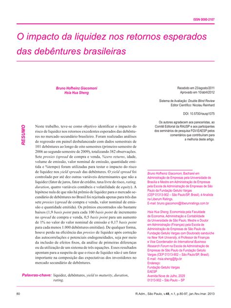 Pdf The Impact Of Liquidity On Expected Returns From Brazilian Corporate Bonds