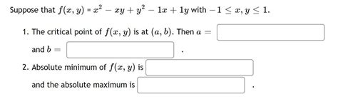 Solved Suppose That F X Y X2−xy Y2−1x 1y With −1≤x Y≤1 1