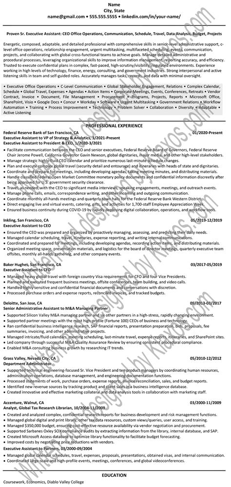 Executive Administrative Assistant Resume And Linkedin Examples