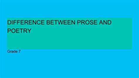 Difference Between Prose And Poetrypptx