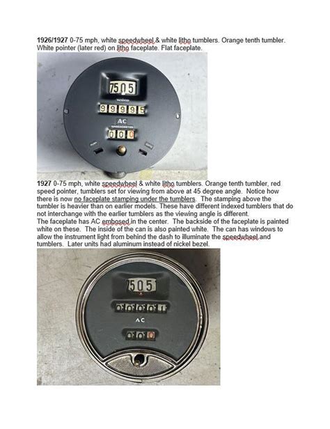 1926 Ac Spark Plugs And Speedometer Technical Antique Automobile