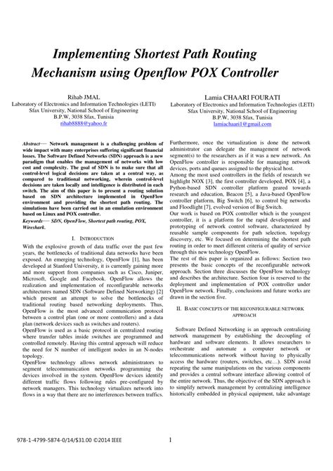 Pdf Implementing Shortest Path Routing Mechanism Using Openflow Pox Controller