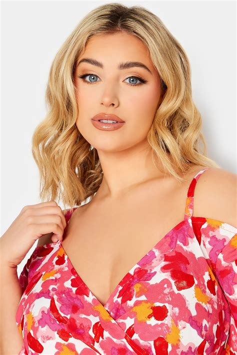 Yours Plus Size Pink Floral Cold Shoulder Midaxi Dress Yours Clothing