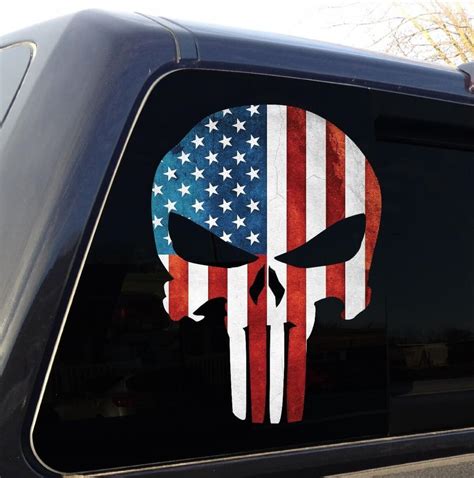 Punisher Skull American Flag Military Decal Sticker For Cars