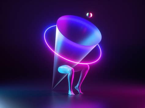 Premium Photo 3d Render Abstract Glass Cone Geometric Shape With Sitting Legs Illuminated With