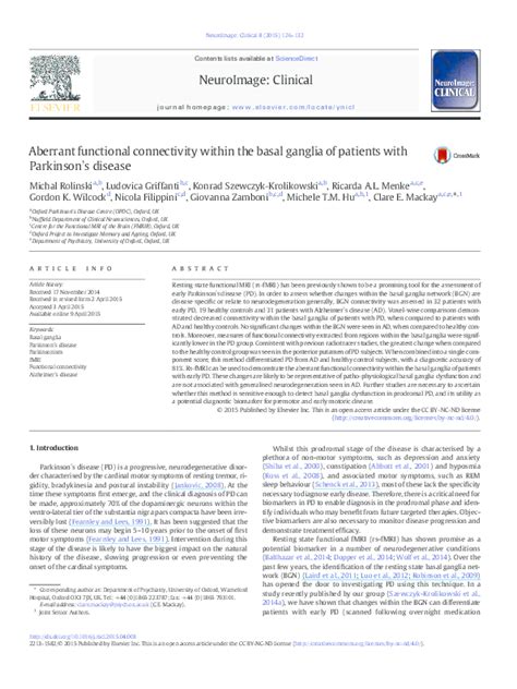 Pdf Aberrant Functional Connectivity Within The Basal Ganglia Of