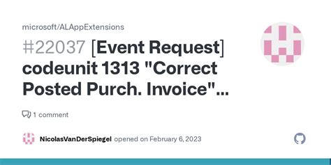 Event Request Codeunit 1313 Correct Posted Purch Invoice