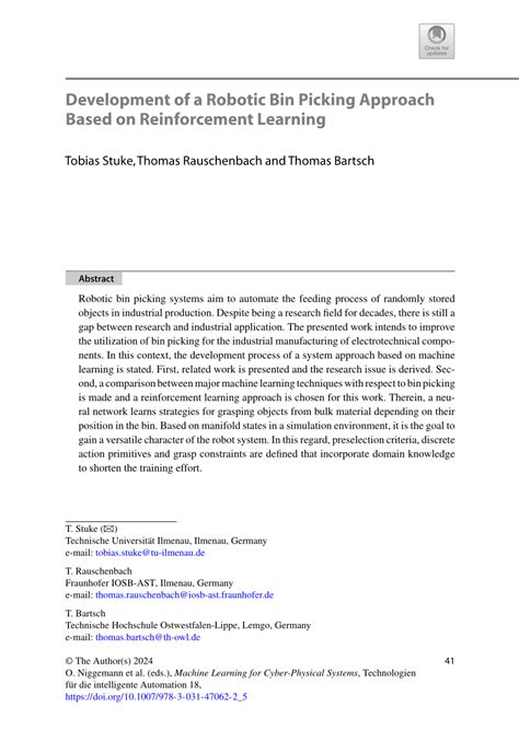 Pdf Development Of A Robotic Bin Picking Approach Based On Reinforcement Learning