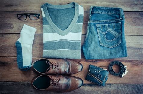Premium Photo Clothing For Men Placed On A Wooden Floor