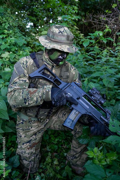 Croatia Recon Forces Soldier Camouflaging In The Forest With The Cropat