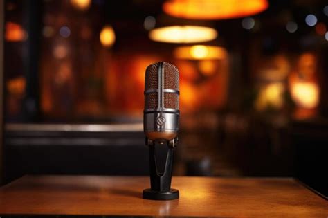 Premium Ai Image Close Up Of A Microphone On A Table