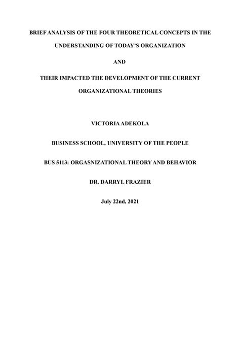 written assignment unit 1 bus 5113 brief analysis of the four