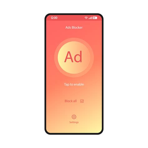 Ads Blocker App Smartphone Interface Vector Template Mobile Utility