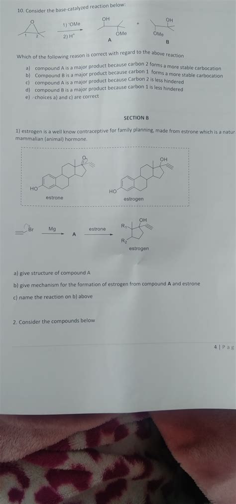 Solved 10 ﻿consider The Base Catalyzed Reaction Below Which