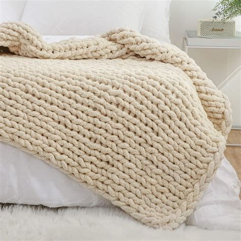 Long Create Chunky Knit Throw Blanket 50x 60 100