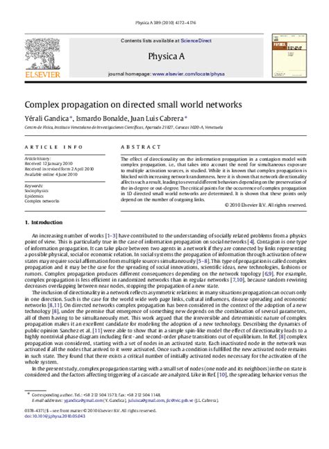 Pdf Complex Propagation On Directed Small World Networks