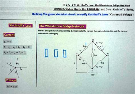 solved kirchhoff s law the wheatstone bridge network using p sim or