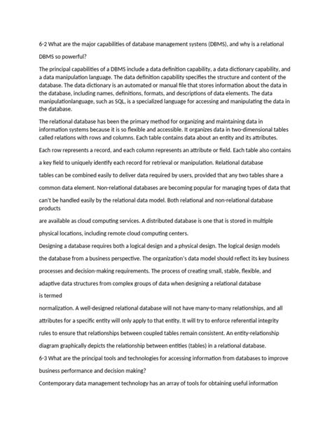 Chapter 6 Questions Answers Pdf Databases Relational Model