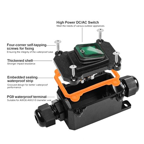 Inline Cord Switch Outdoor IP67 Waterproof Inline Cord Switch 20a DC 12V 2 Position 4Pin DPST
