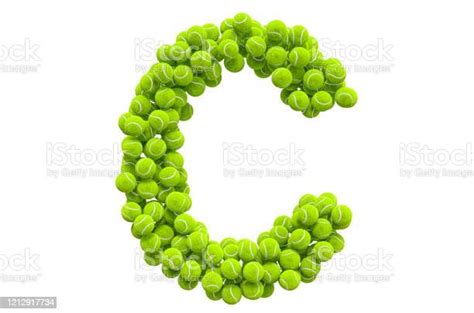 테니스 공의 문자 C 흰색 배경에서 격리 된 3d 렌더링 3차원 형태에 대한 스톡 사진 및 기타 이미지 3차원 형태 Championship 경기 스포츠 Istock