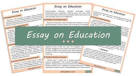 Education Essay 10 Lines 250 Words And 500 Words