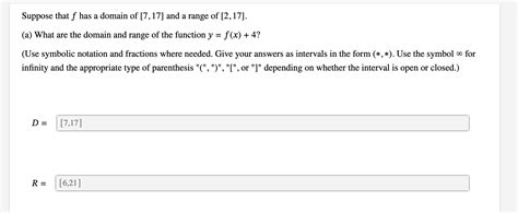 Solved Suppose That F Has A Domain Of And A Range Of Chegg Com