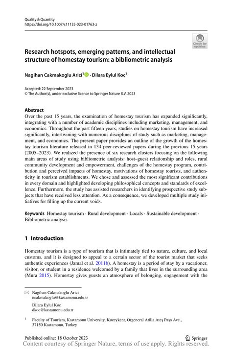 Research Hotspots Emerging Patterns And Intellectual Structure Of Homestay Tourism A