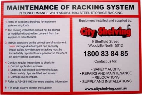 Racking Load Signs City Shelving