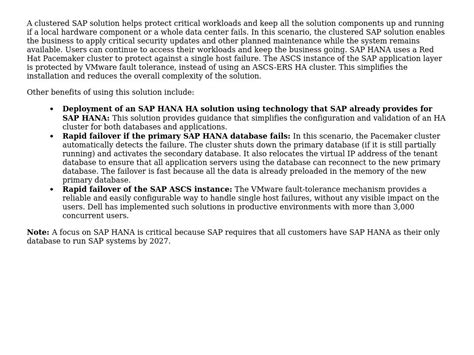 key benefits dell validated design for high availability for sap with