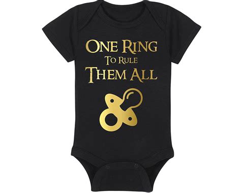 LOTR Baby Onesie One Ring To Rule Them All Month Black Fabric Gold Design Yaxa