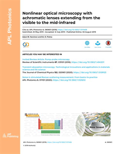 Pdf Nonlinear Optical Microscopy With Achromatic Lenses Extending From The Visible To The Mid