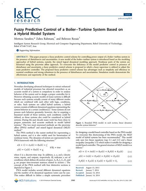 Pdf Fuzzy Predictive Control Of A Boilerturbine System Based On A Hybrid Model System