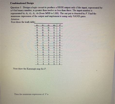 Solved Combinational Design Question Design A Logic Chegg