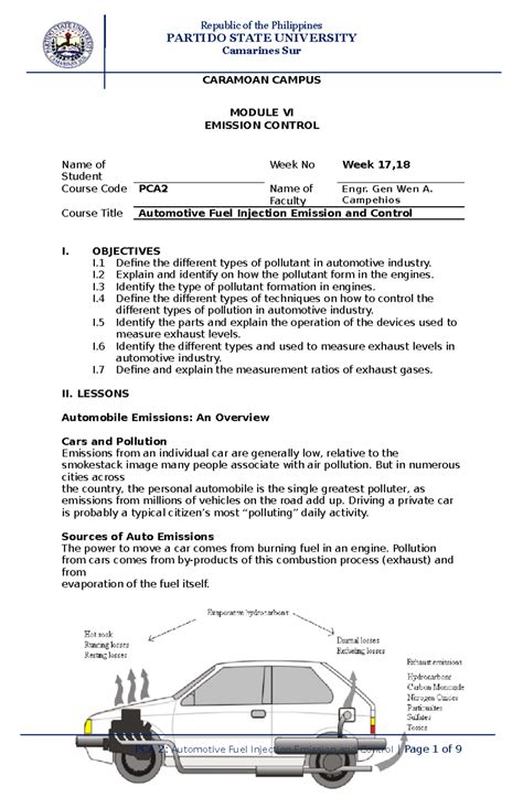 Module 6 Emission Control Caramoan Campus Module Vi Emission