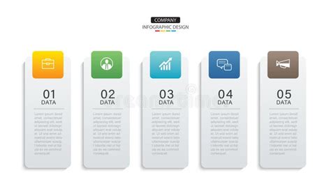 5 Data Infographics Tab Paper Index Template Illustration Business