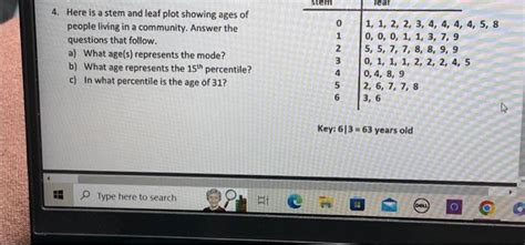 solved 4 here is a stem and leaf plot showing ages of