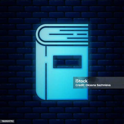 벽돌 벽 배경에 격리 빛나는 네온 책 아이콘입니다 벡터 일러스트레이션 0명에 대한 스톡 벡터 아트 및 기타 이미지 0명 교과서 교육 Istock