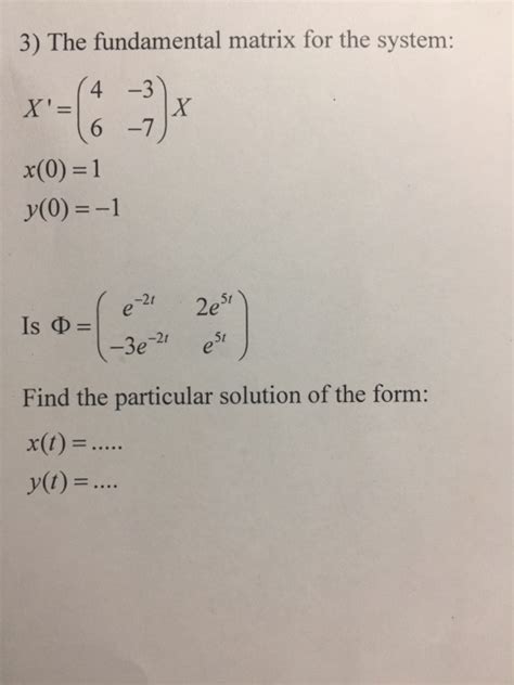 Solved The Fundamental Matrix For The System X Chegg Com