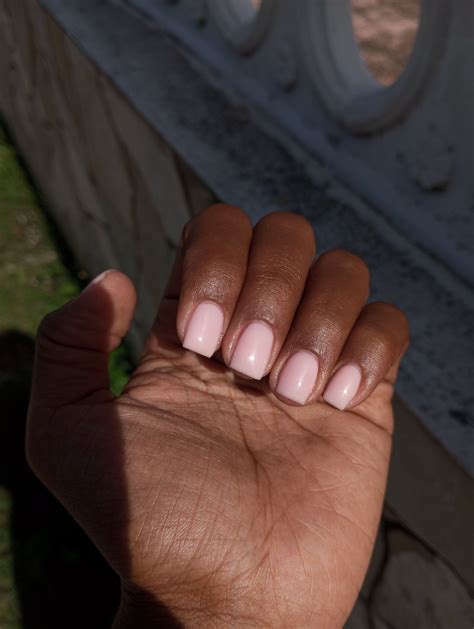 Soft Pink Builder Gel On Square Natural Nails Unghie Idee Nail Design
