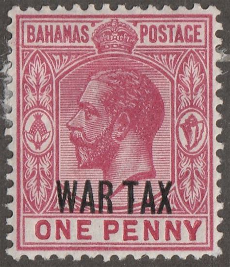 Bahamas Stamp Scottmr 7 Mint Hinged One Penny Rosered War Tax
