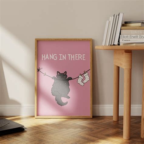Hang In There Printable Cat Wall Art Cat Lover Poster Cute Quote Print