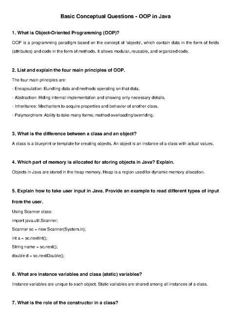 Oop Conceptual Questions And Answers Java Studocu