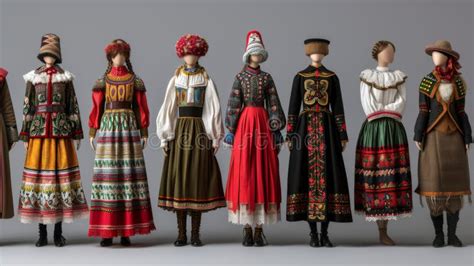 Traditional Eastern European Folk Costumes Display Stock Image Image