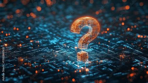 Glowing Binary Code Question Mark Futuristic Tech Problem Solving And Data Analysis Innovation