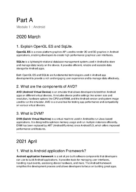 1 Module 1 Part A Module 1 Android 2020 March 1 Explain Opengl Es And Sqlite Opengl Es