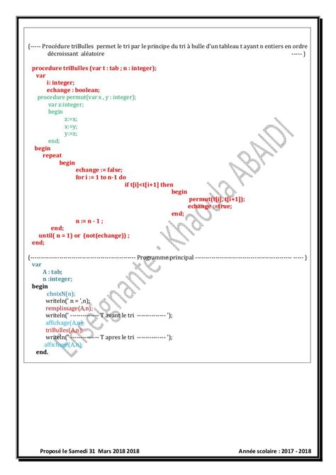 Tri Bulle Activite Par Hp Fichier Pdf