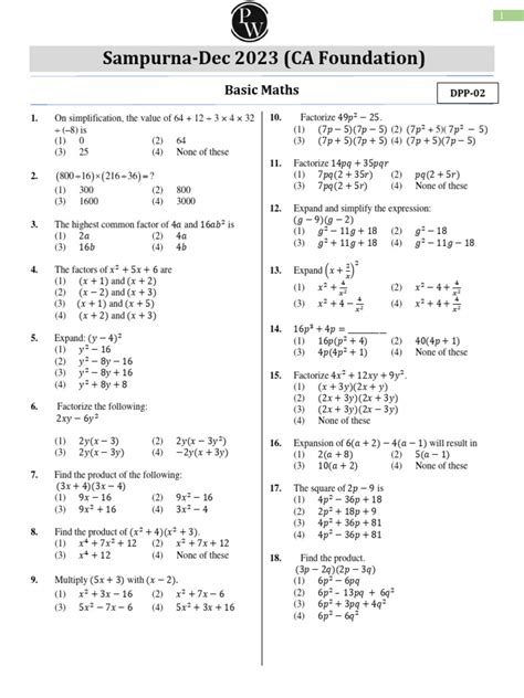 maths dpp 02 pdf mathematics