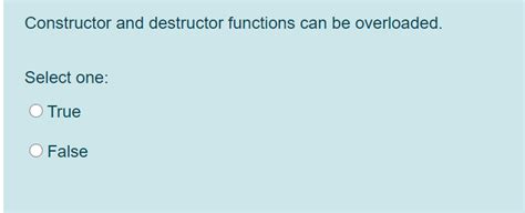 Solved Constructor And Destructor Functions Can Be