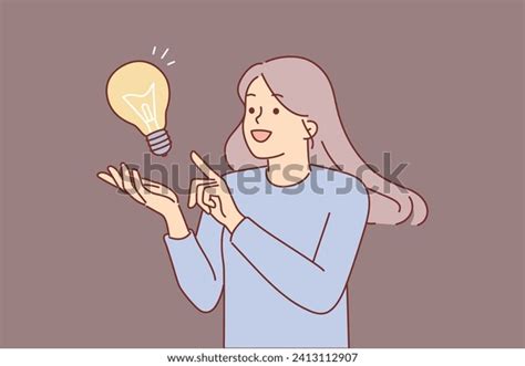 Inspired Woman Comes Idea Save Energy Stock Vector Royalty Free 2413112907 Shutterstock