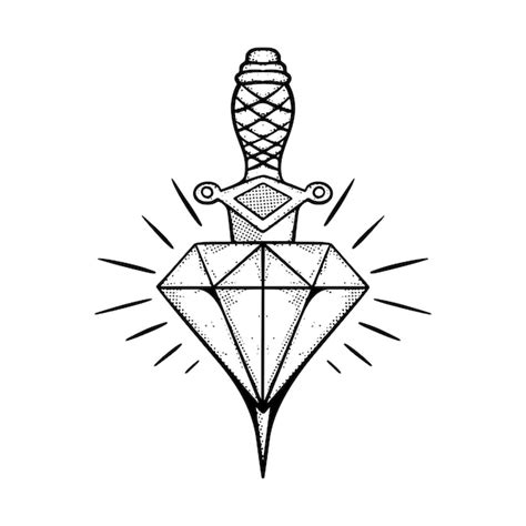 Premium Vector Knife Diamond Illustration Hand Drawn Cartoon Sketch